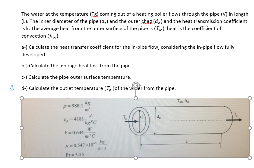 Solved The water at the temperature (Tg) coming out of a | Chegg.com