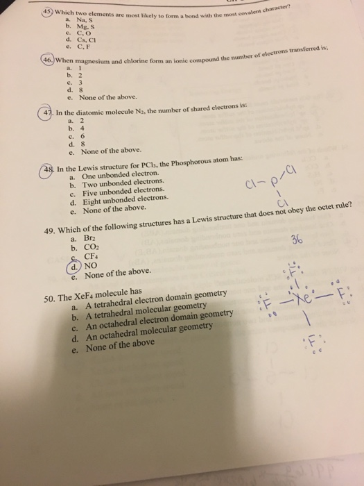 Solved 45 Which two elements are most likely to form a bond | Chegg.com