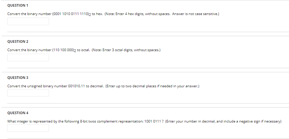 Solved QUESTION 1 Convert the binary number (0001 1010 0111 | Chegg.com