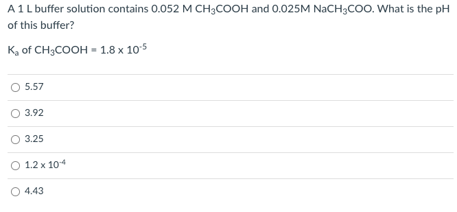 Solved A 1 L buffer solution contains 0.052 M CH3COOH and | Chegg.com