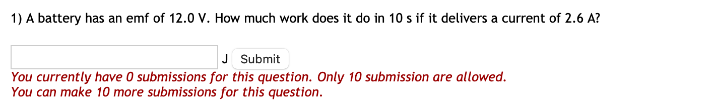 Solved 1) A battery has an emf of 12.0 V. How much work does | Chegg.com