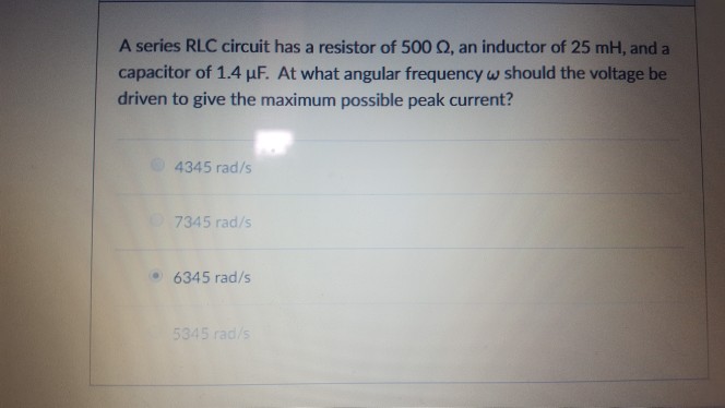 Solved A series RLC circuit has a resistor of 500 ?, an | Chegg.com