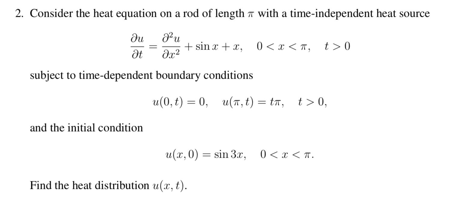 Solved Consider the heat equation on a rod of length π with | Chegg.com