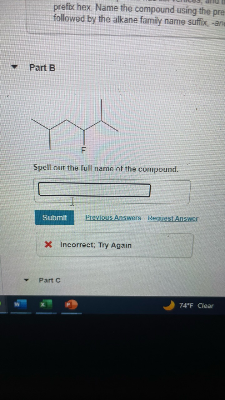 Solved prefix hex. Name the compound using the pre followed | Chegg.com