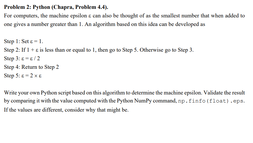 Solved Problem 2: Python (Chapra, ﻿Problem 4.4).For | Chegg.com