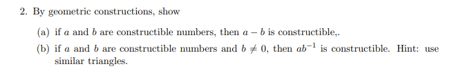 Solved 2. By geometric constructions, show (a) if a and b | Chegg.com
