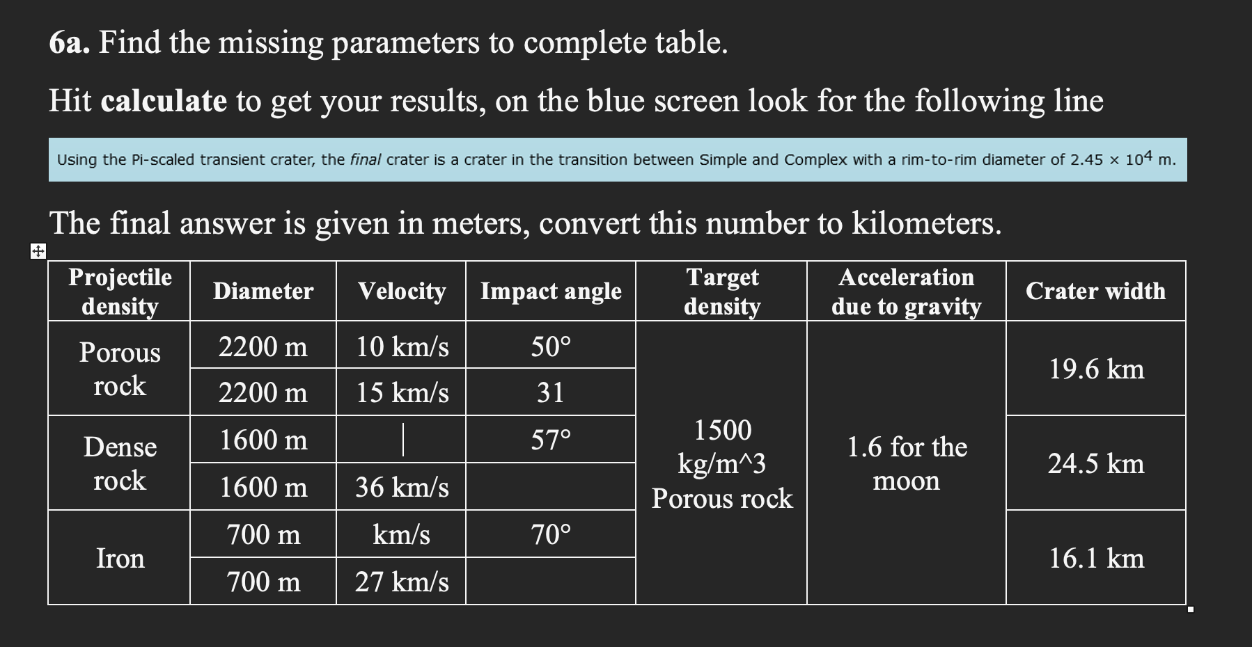 Solved 6a. ﻿Find the missing parameters to ﻿complete | Chegg.com