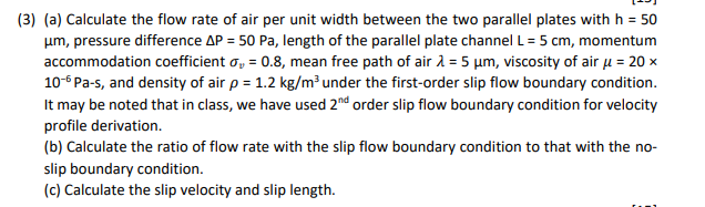 Solved (3) (a) Calculate the flow rate of air per unit width | Chegg.com