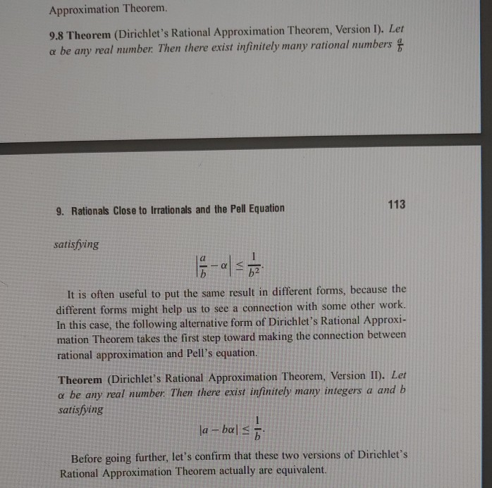 Solved Approximation Theorem. 9.8 Theorem (Dirichlet's | Chegg.com