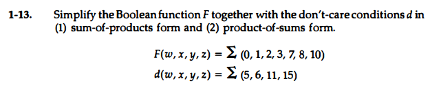 Solved 1-13. Simplify the Boolean function F together with | Chegg.com