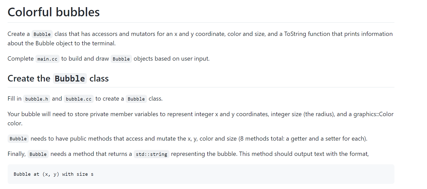 Colorful bubbles Create a Bubble class that has | Chegg.com
