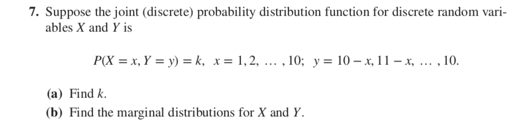 Solved 7. Suppose the joint (discrete) probability | Chegg.com