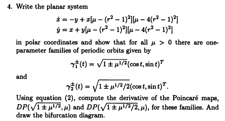 Solved - - 2 - - 4. Write the planar system = = -x + z[u - | Chegg.com