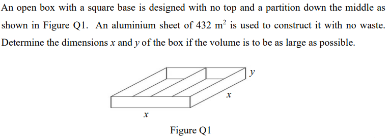 Solved An open box with a square base is designed with no | Chegg.com