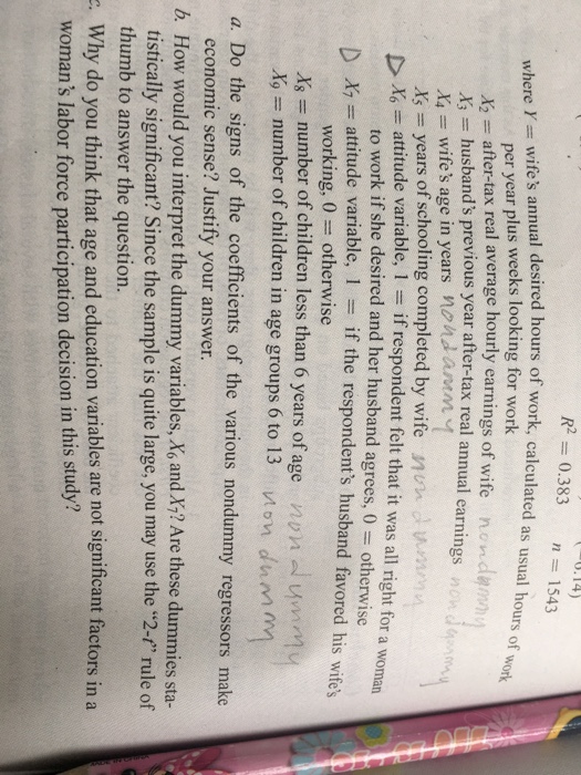 R2 = 0.383 n=1543 annual desired hours of work, | Chegg.com