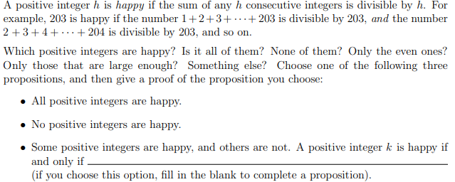 Solved A positive integer h ﻿is happy if the sum of any h | Chegg.com