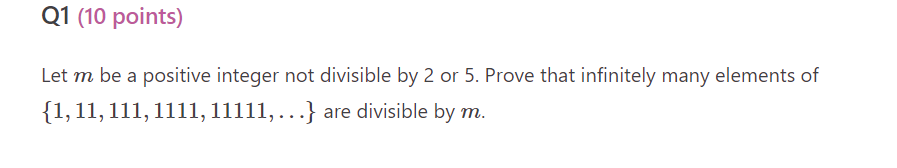 Solved Let m be a positive integer not divisible by 2 or 5 . | Chegg.com