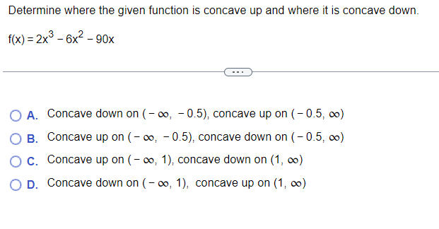 Solved Determine where the given function is concave up and | Chegg.com