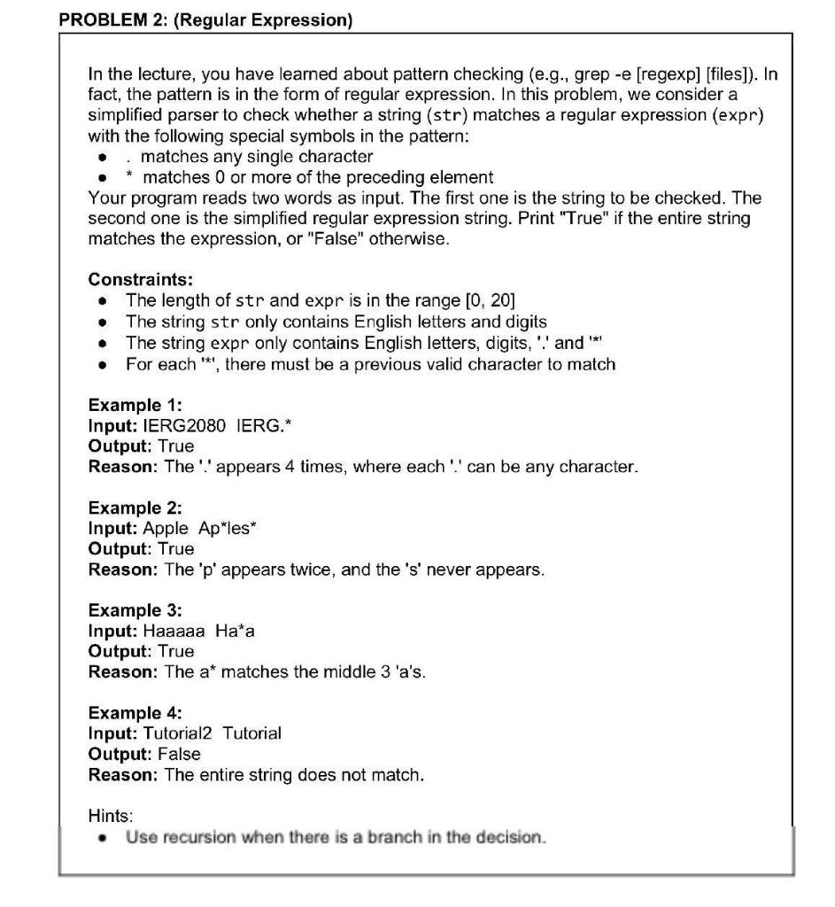 Solved ROBLEM 2: (Regular Expression) In the lecture, you | Chegg.com