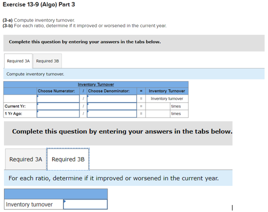 Solved Exercise 13-9 (Algo) Analyzing and interpreting | Chegg.com