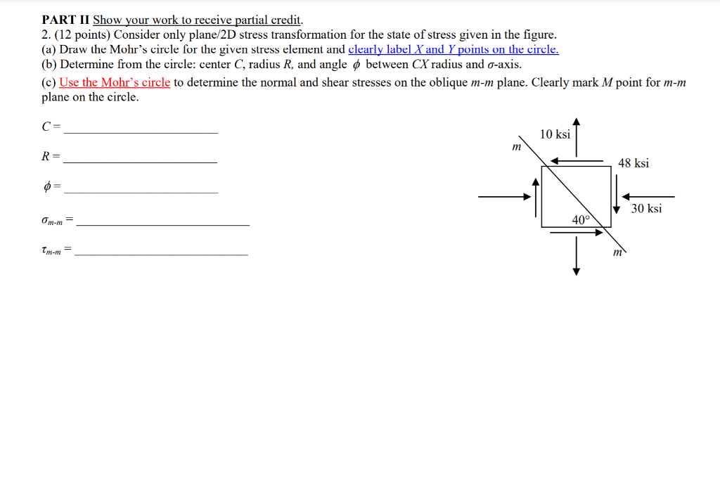 Solved PART II Show your work to receive partial credit. 2. | Chegg.com