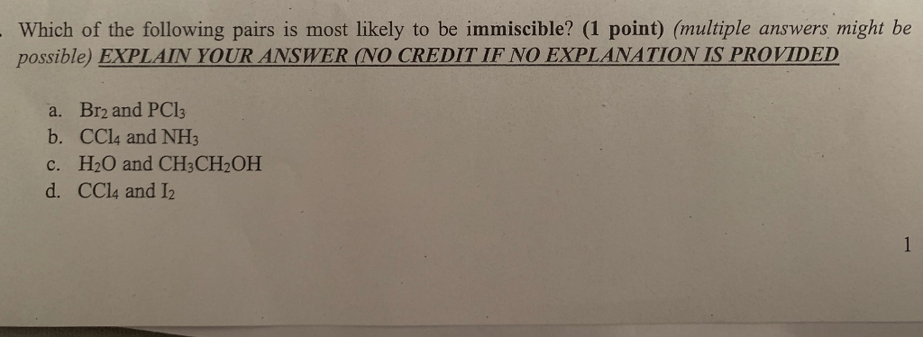 Solved Which of the following pairs is most likely to be | Chegg.com