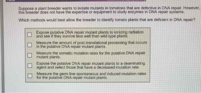 Solved Suppose a plant breeder wants to isolate mutants in | Chegg.com