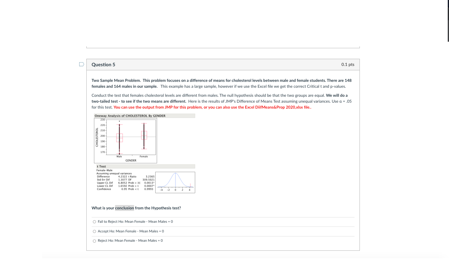 Solved Question 5 0.1 pts Two Sample Mean Problem. This | Chegg.com
