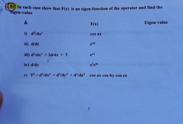 Solved 8)) In each case show that F(x) is an eigen-function | Chegg.com