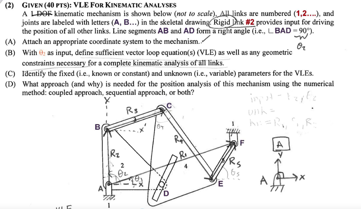 Solved (2) ﻿GIVEN (40 ﻿PTS): VLE FOR KINEMATIC ANALYSESA | Chegg.com