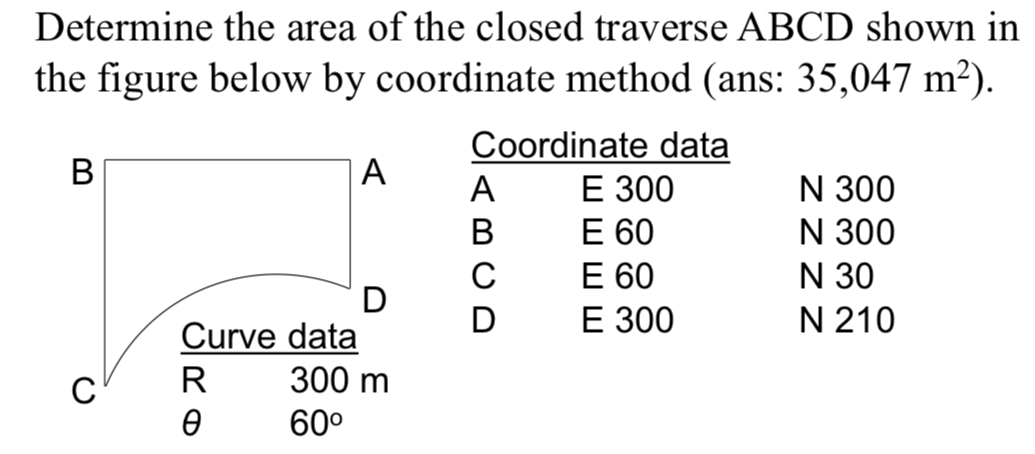 Solved Determine the area of the closed traverse ABCD shown | Chegg.com