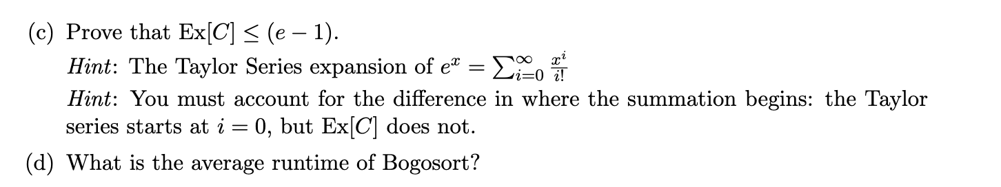 1 Consider The Following Sorting Algorithm Bogosort 