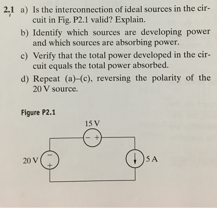 Solved a) Is the interconnection of ideal sources in the | Chegg.com