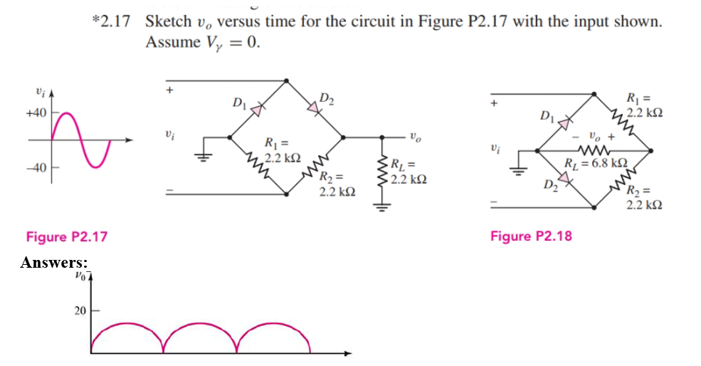 Solved ∗2.17 Sketch vo versus time for the circuit in Figure | Chegg.com