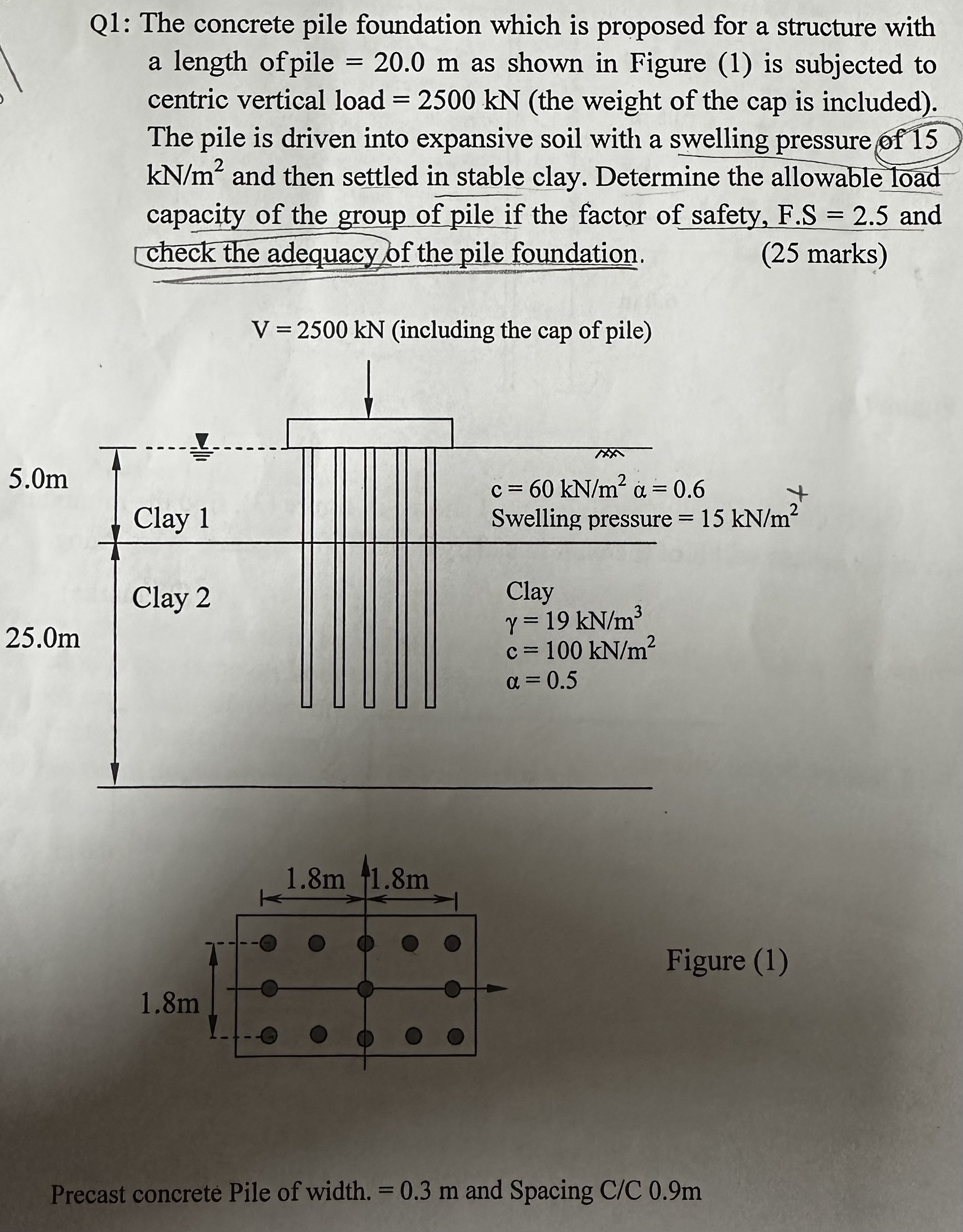 Solved Q1: The concrete pile foundation which is proposed | Chegg.com