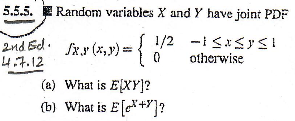 Solved Random variables X and Y have joint PDF 5 31 0 fx.x | Chegg.com