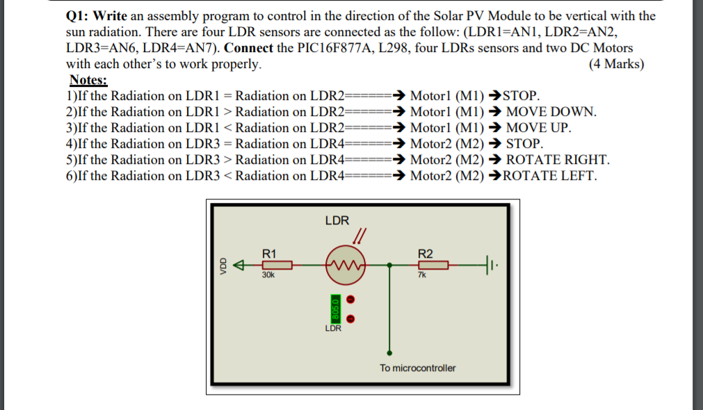 Solved Q1: Write an assembly program to control in the | Chegg.com