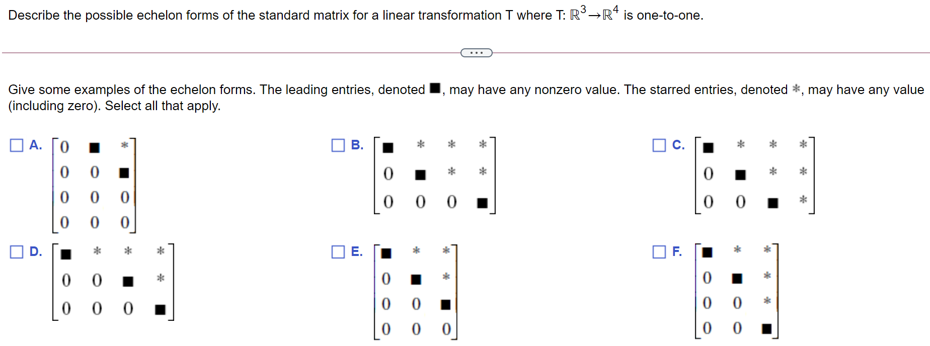 Solved Describe the possible echelon forms of the standard | Chegg.com