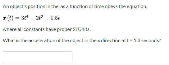 Solved An object's position in the as a function of time | Chegg.com