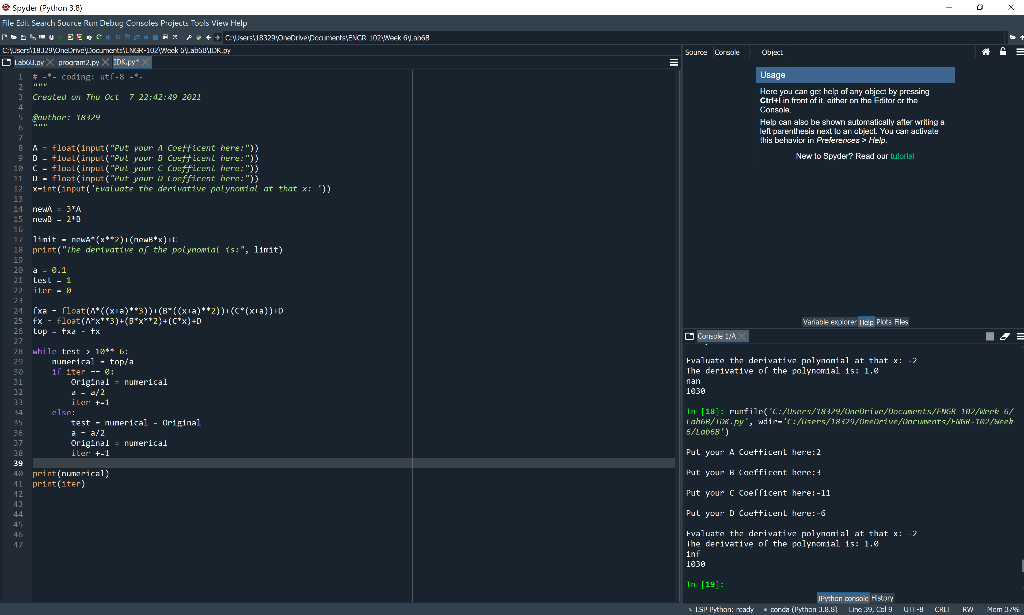 Solved Program #1: Taking limits to compute derivatives (50 | Chegg.com