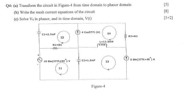 Solved Q4: (a) Transform the circuit in Figure-4 from time | Chegg.com