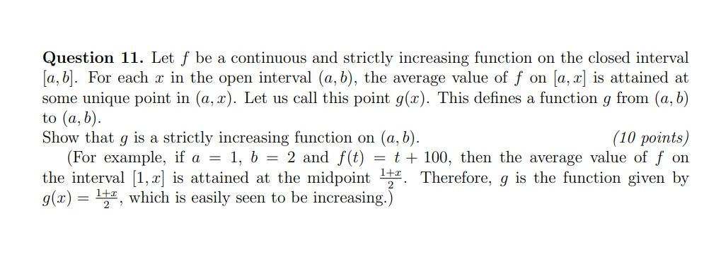 Solved Question 11. Let f be a continuous and strictly | Chegg.com