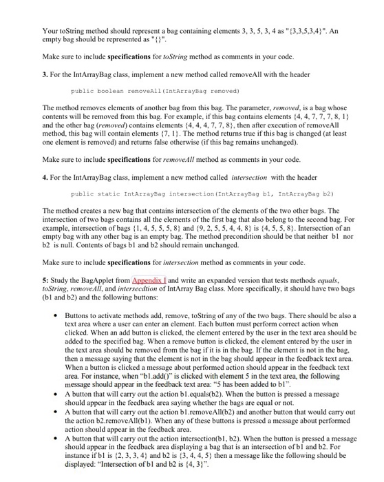 Solved So this is a lab for Java and has to do with bags, if | Chegg.com