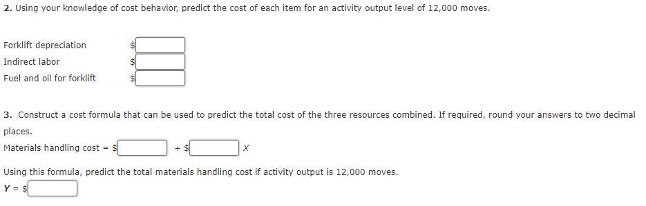 Solved 1. Determine the cost behavior formula of each | Chegg.com