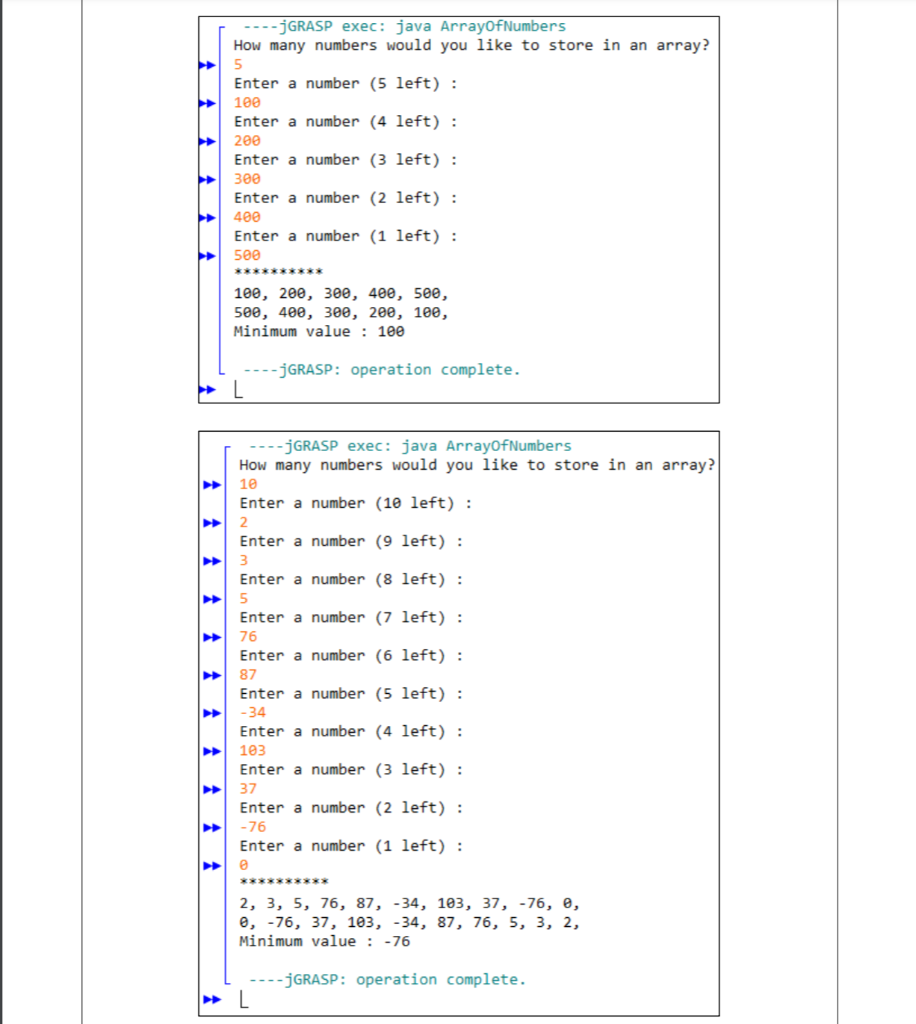 Solved Array of Numbers You will write several methods for | Chegg.com