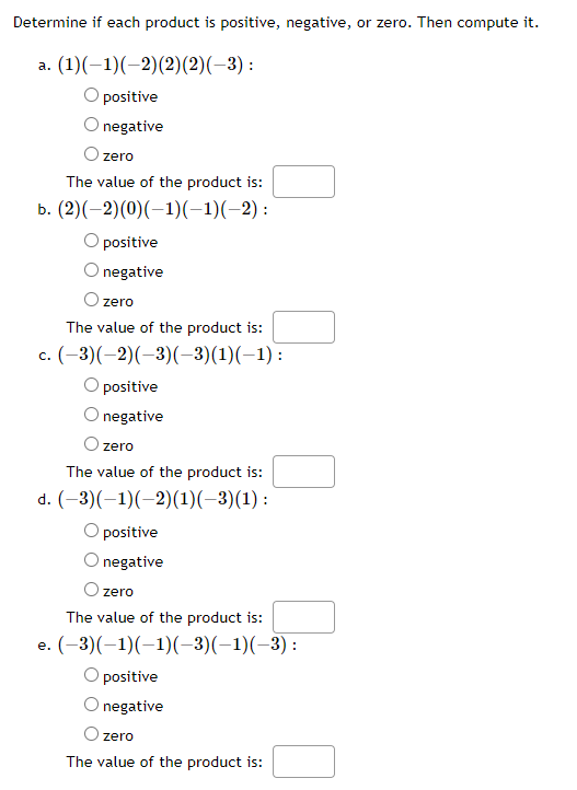 Solved Determine if each product is positive, negative, or | Chegg.com