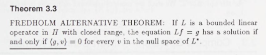 Solved Theorem 3.3 FREDHOLM ALTERNATIVE THEOREM: If L is a | Chegg.com
