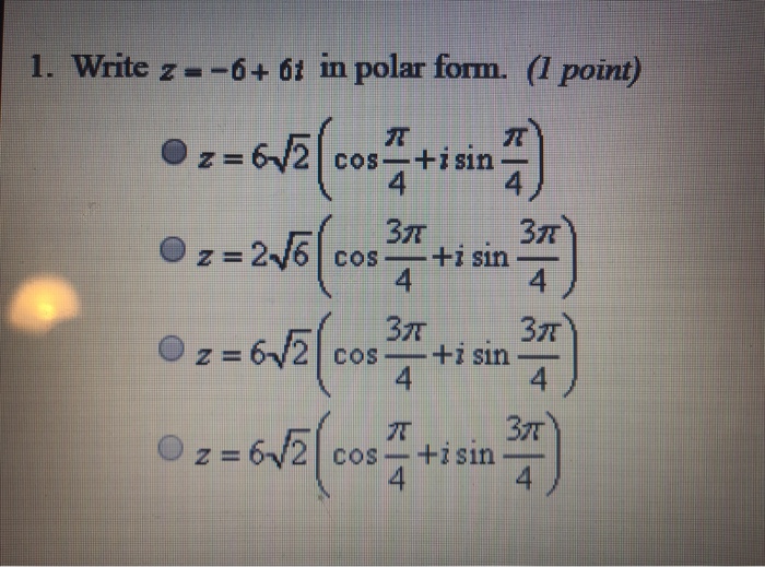 Solved complex numbers in polar form (converting | Chegg.com
