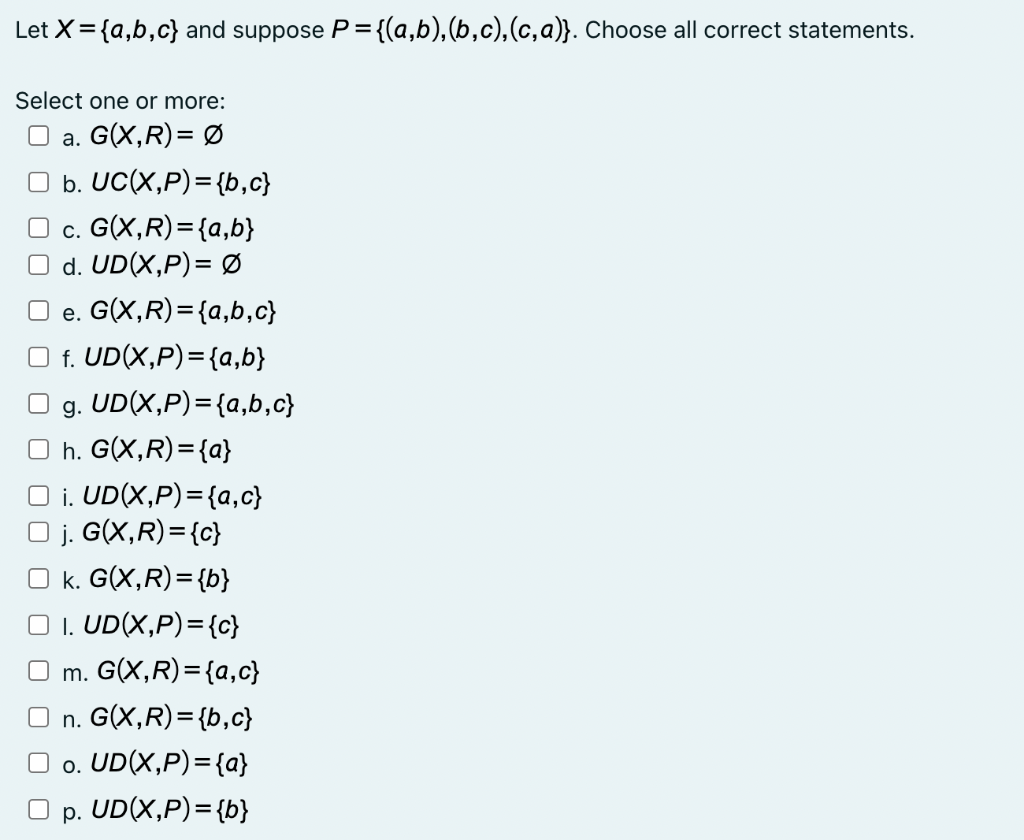 Solved Let X={a,b,c} and suppose P={(a,b),(b,c),(c,a)}. | Chegg.com