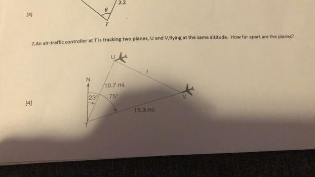 Solved 7. An air-traffic controller at T is tracking two | Chegg.com